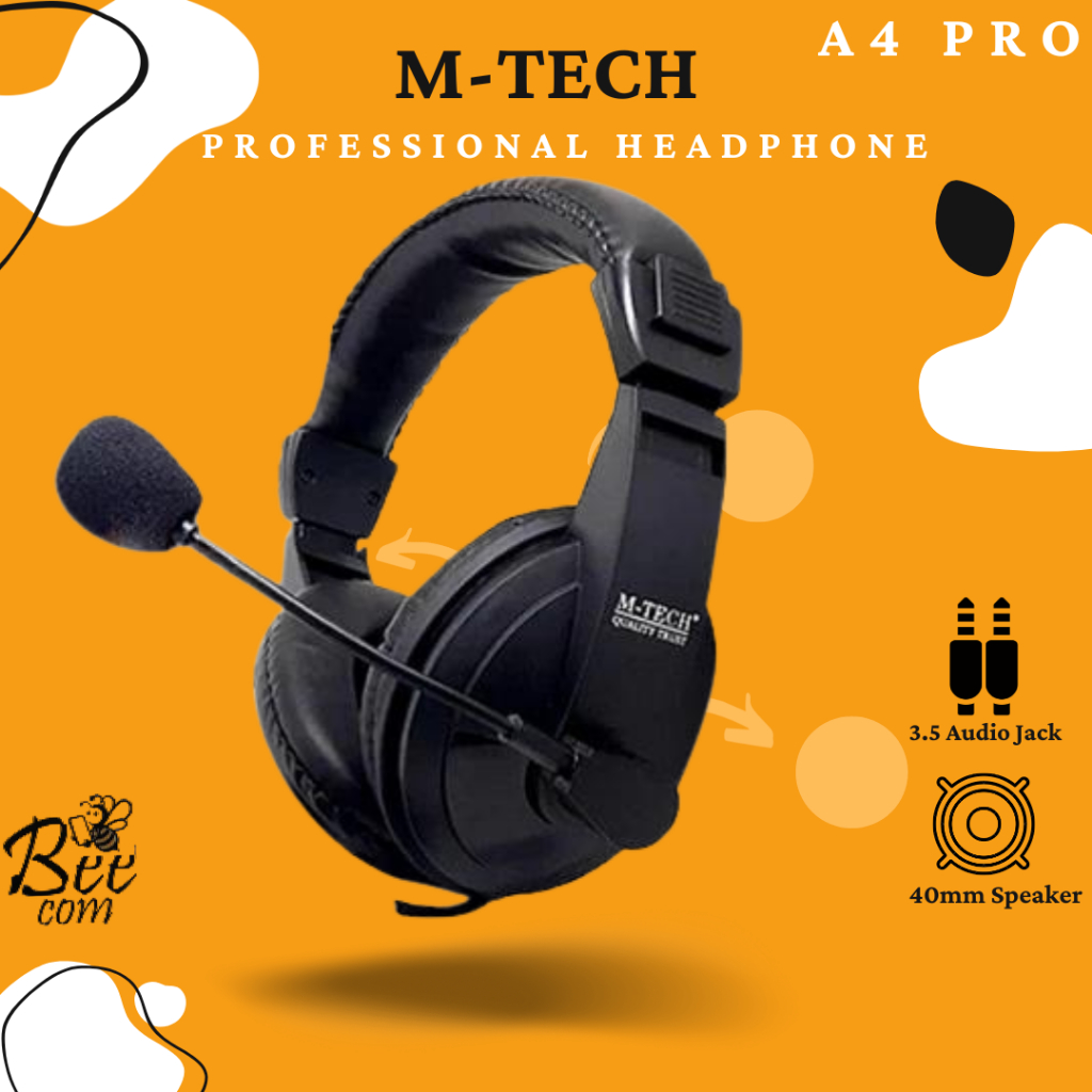 Jual Headset M-Tech A4 Pro Headphone + Mic Untuk Komputer Laptop HP MTech Professional | Shopee ...