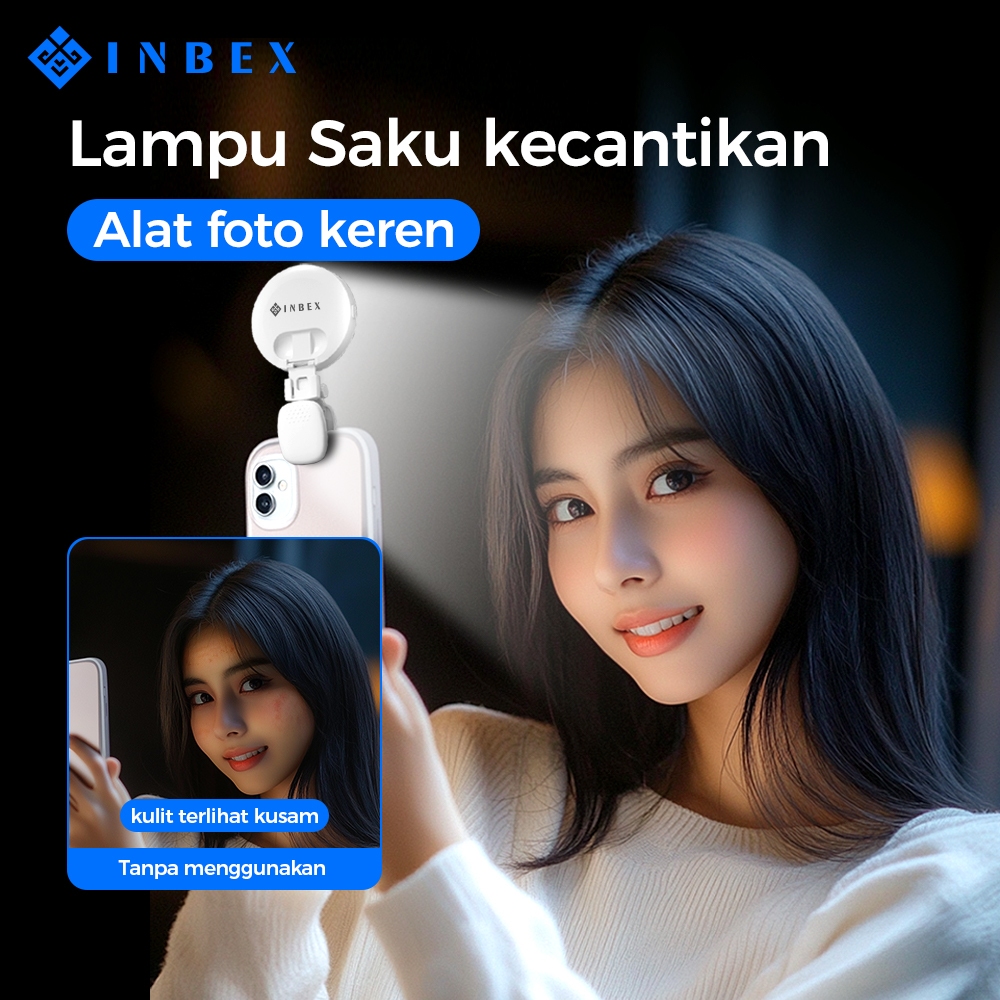 Jual [Harga Murah] INBEX PL2 Pocket Ringlight 2 in 1 Mini Led Lighting Konten Portable Selfie ...