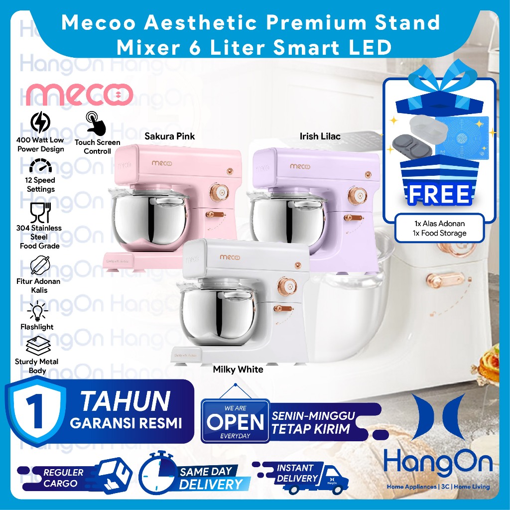 Jual Mecoo Stand Mixer Premium Aesthetic 400W Smart LED Low Noise 6 ...