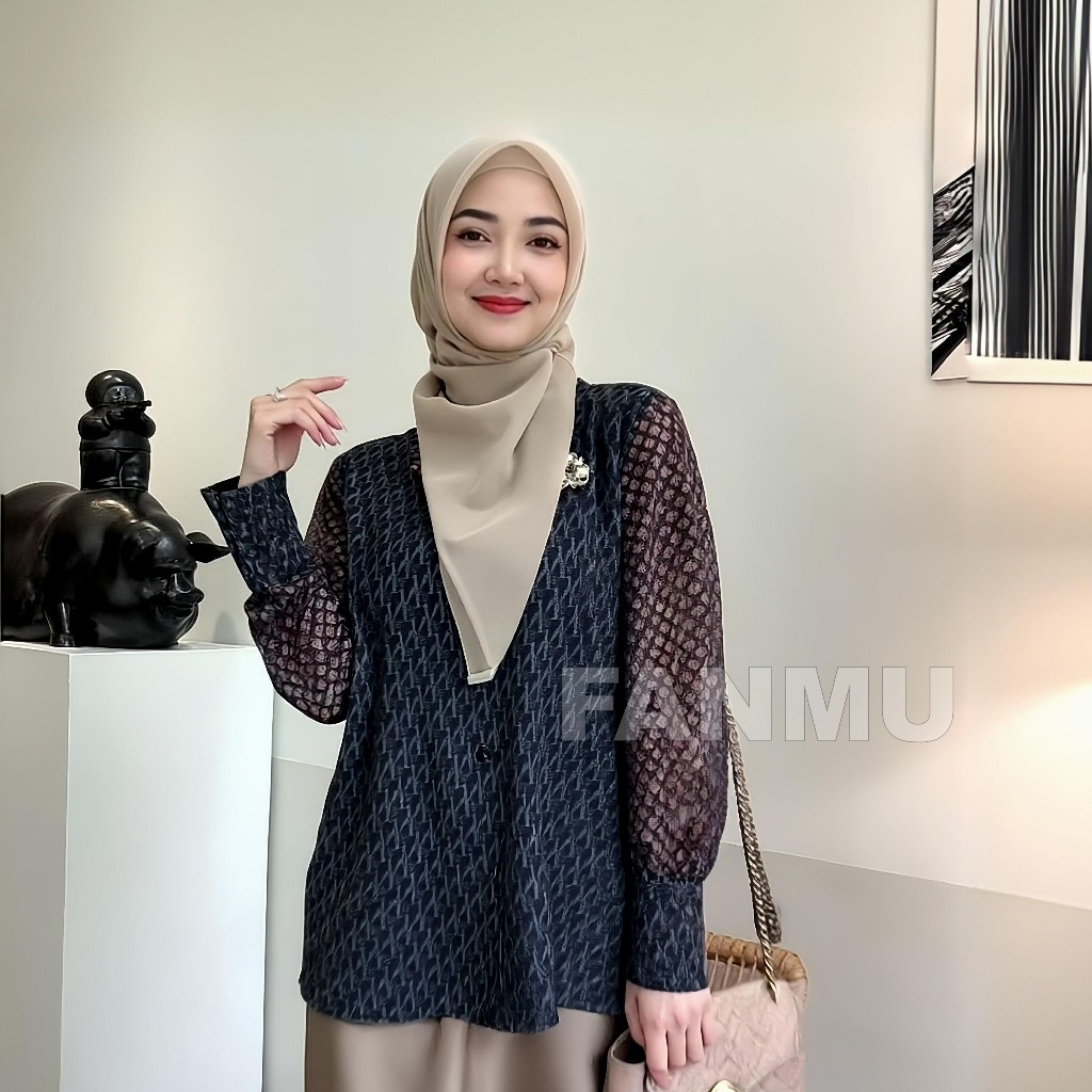 Jual FANMU Baju Rayon Premium Wanita | Blouse Motif Wanita | Shopee Indonesia