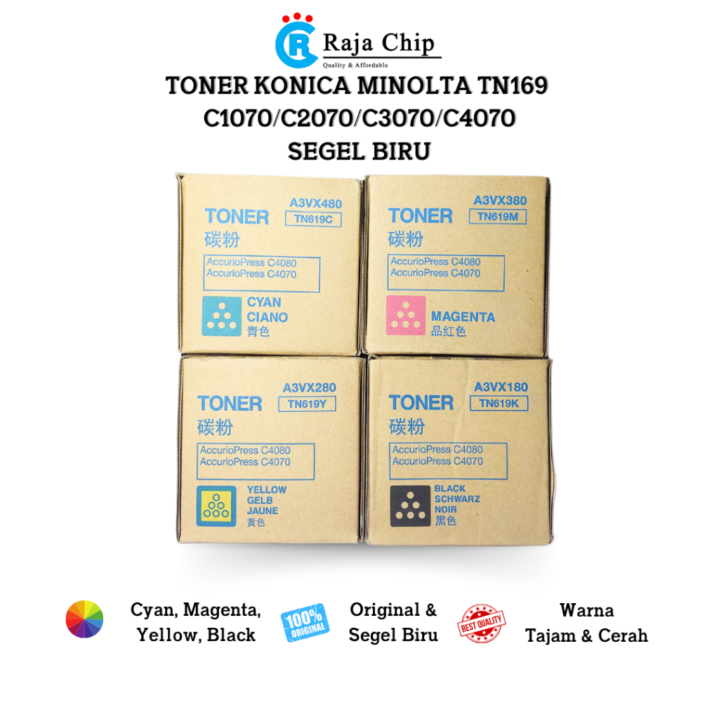 Jual TONER KONICA MINOLTA TN169 Segel Biru C1070/C2070/C3070/C4070 | Shopee Indonesia