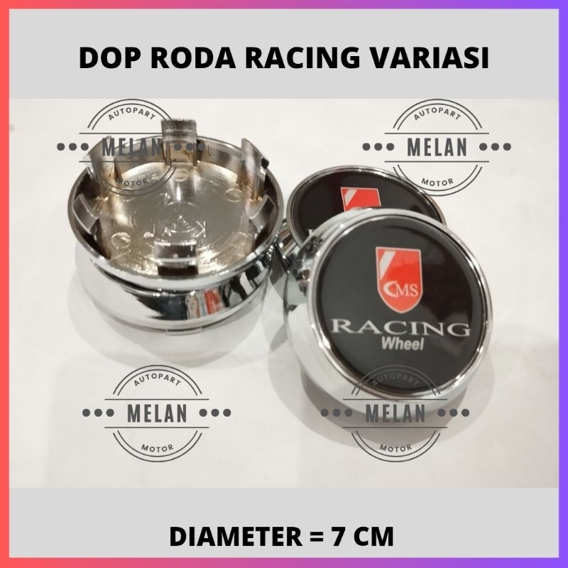 Jual Dop roda tutup velg racing Chrome motif logo cms ukuran diameter 7 ...