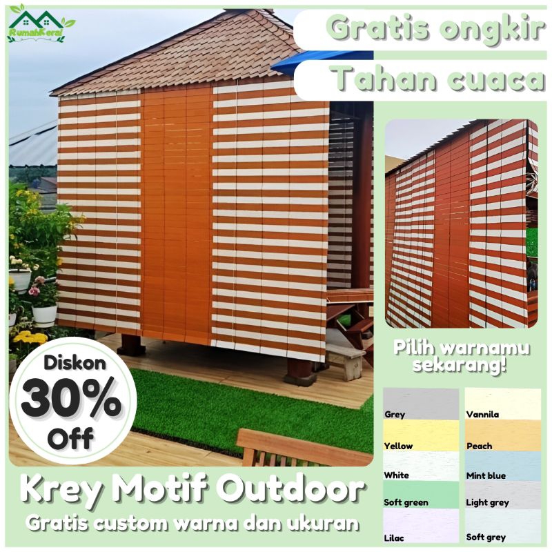 Jual Tirai Kerey Outdoor Size 290cm/300cm Kayu PVC Estetik & Stylish ...