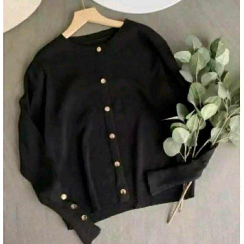 Jual STARLA sweater cardigan Basic Kancing Gold Tebal Premium | Shopee Indonesia
