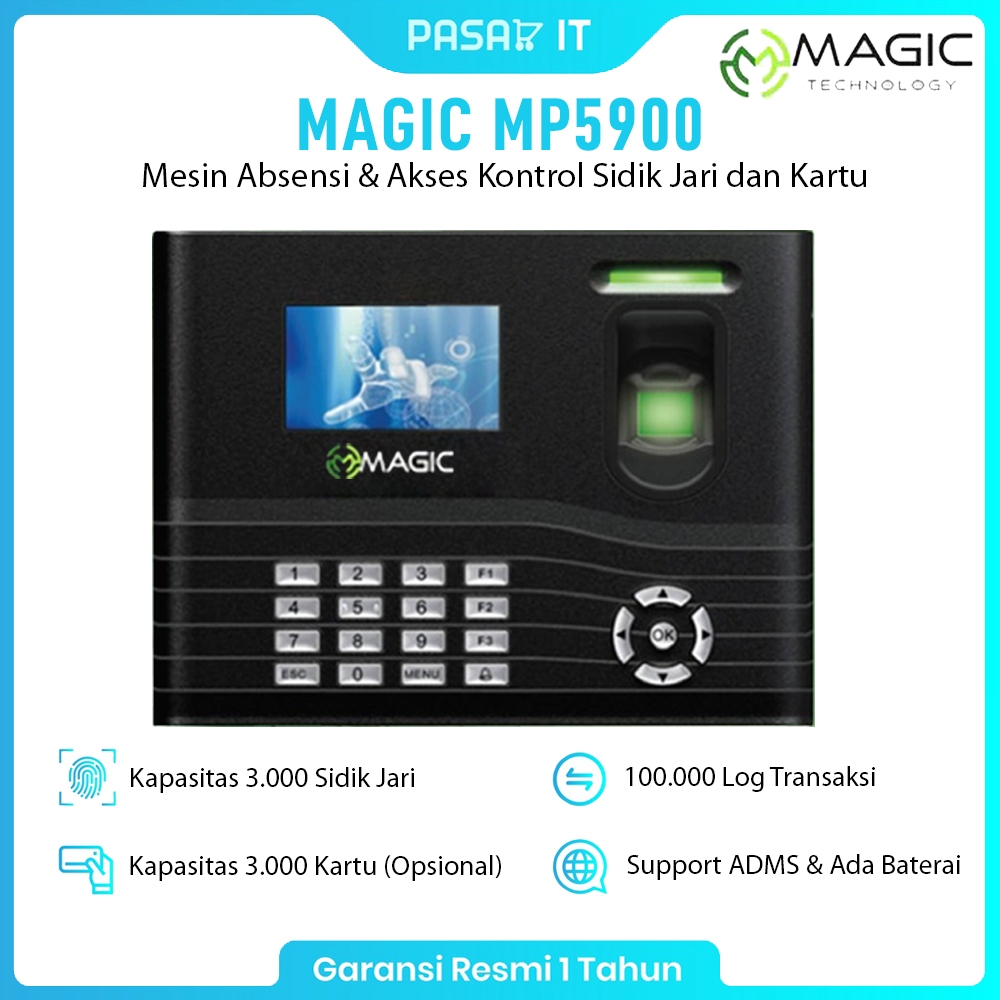 Jual Mesin Absensi & Akses Kontrol Sidik jari Magic MP5900 | Mesin Fingerprint ADMS Ada Baterai ...