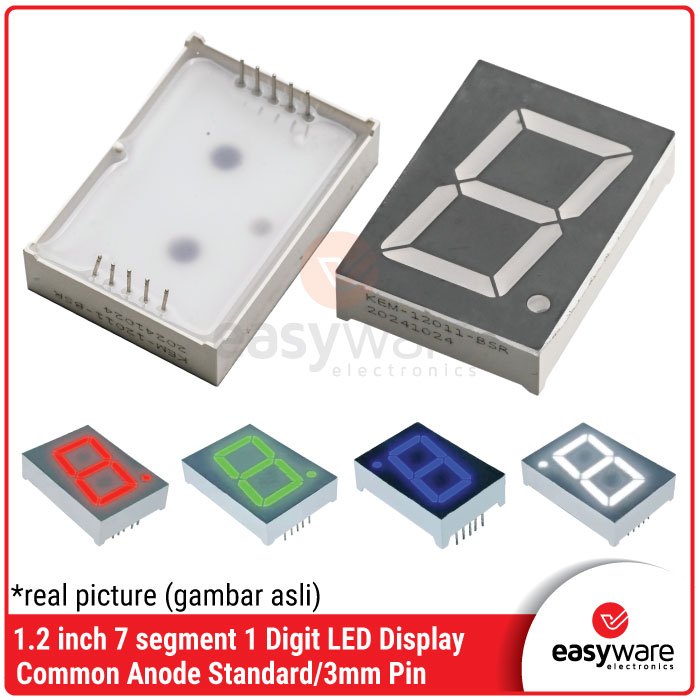 Jual 1.2 inch 7 segment 1 Digit LED Display Common Anode KEM Original ...