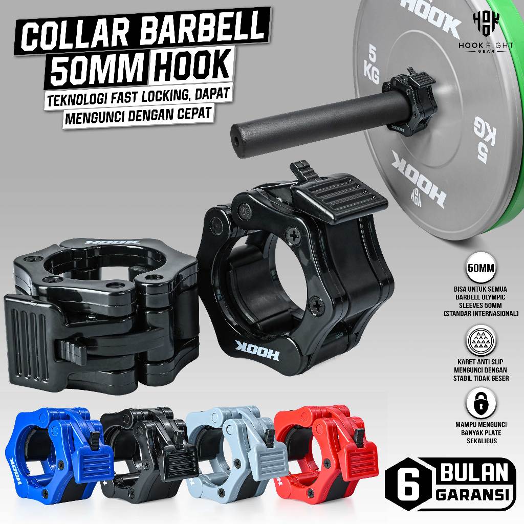 Jual Barbell Collar Olympic 50mm Hook Barbell Collar Pengunci Barbel ...