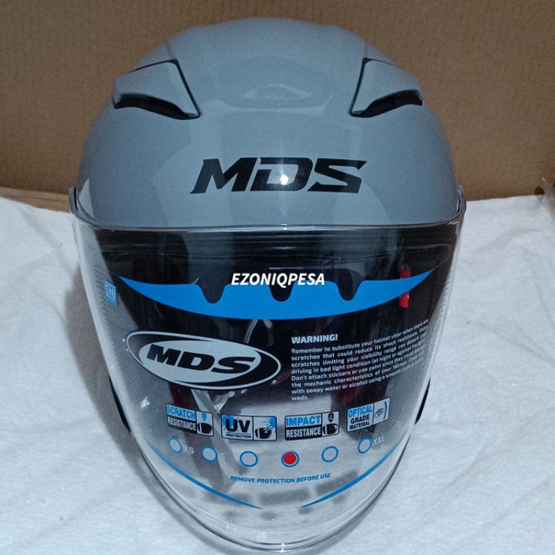 Jual Helm MDS Voltus Half Face Grey Solid Original | Shopee Indonesia