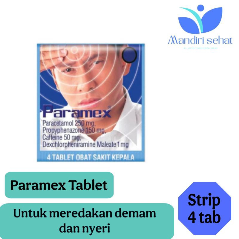 Jual Paramex Strip 4 Tablet - Untuk meredakan demam dan rasa nyeri atau ...