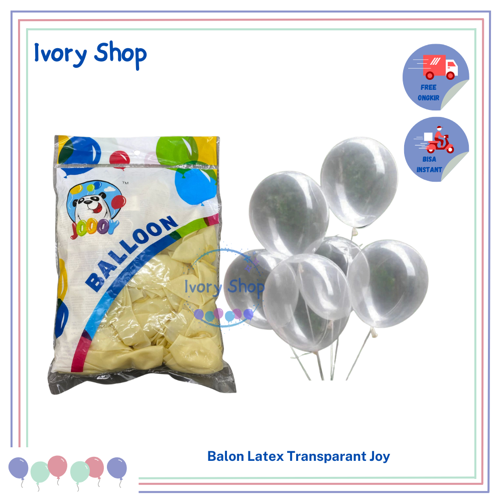 Jual Balon Latex 12 inch Transparant isi 100 Balon Bening 12" pack an ...