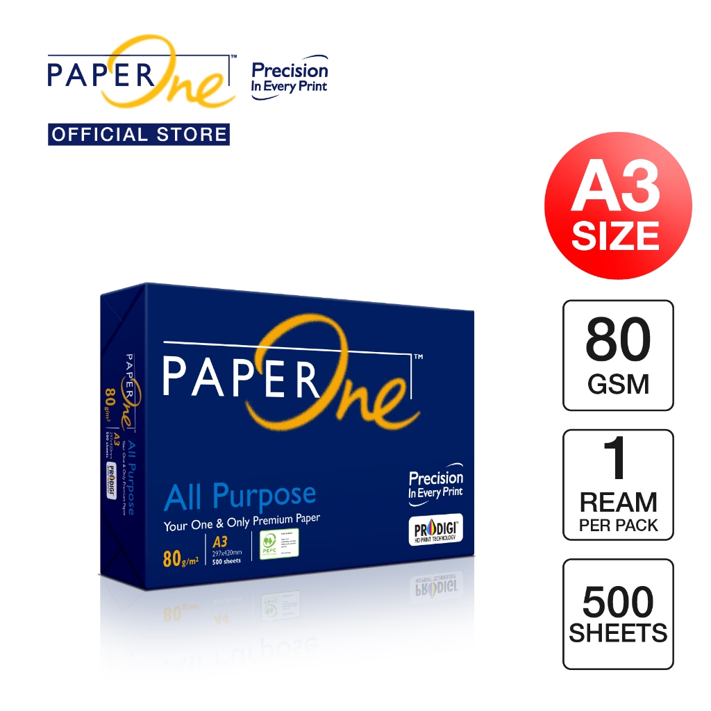 Jual PaperOne Kertas A3 80gr All Purpose 1 Rim (500 lembar) Kertas HVS ...