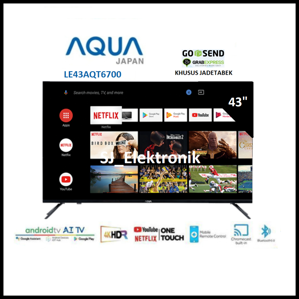 Jual AQUA LE43AQT6700 Android TV Full HD DVB-T2 | LED TV 43 Inch ...