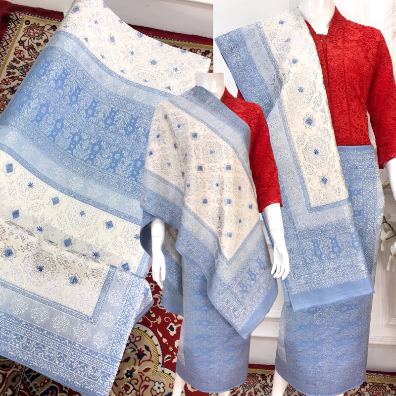 Jual SONGKET PANCAWARNA ORI ICE BLUE SILVER TERBARU | Shopee Indonesia