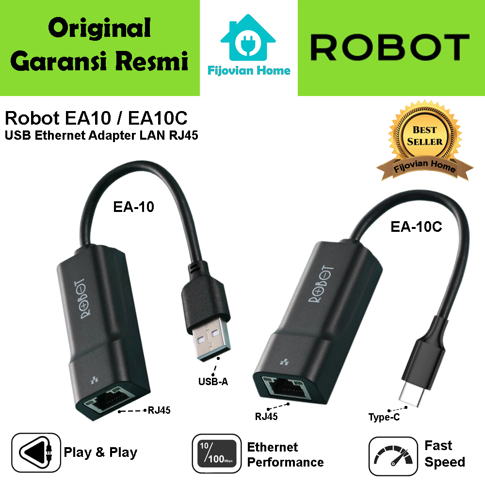 Jual Adapter Ethernet Robot EA10 EA10C USB-A / USB-C to RJ45 LAN 10 ...