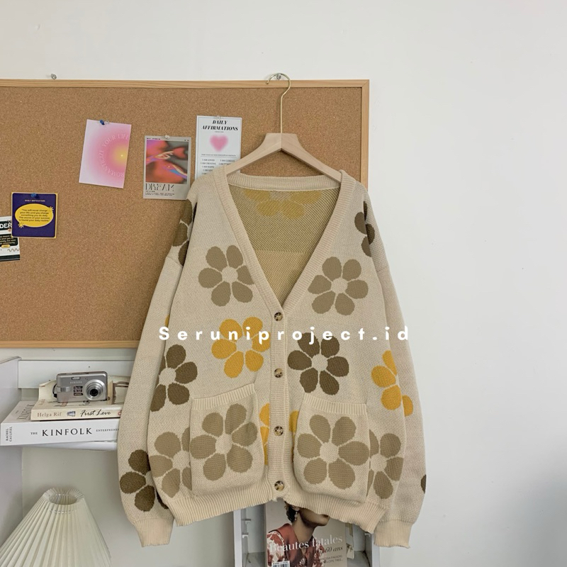 Jual Eleena cardigan korean style atasan rajut wanita outer bunga colourfull by Seruni project ...