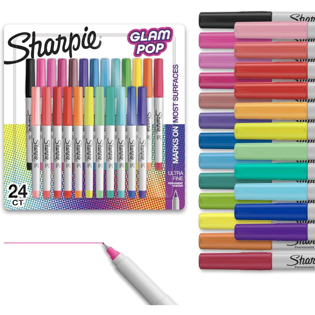 Jual Sharpie Glam Pop Permanent Markers Set 24 pcs, ULTRA FINE TIP, 24 ...