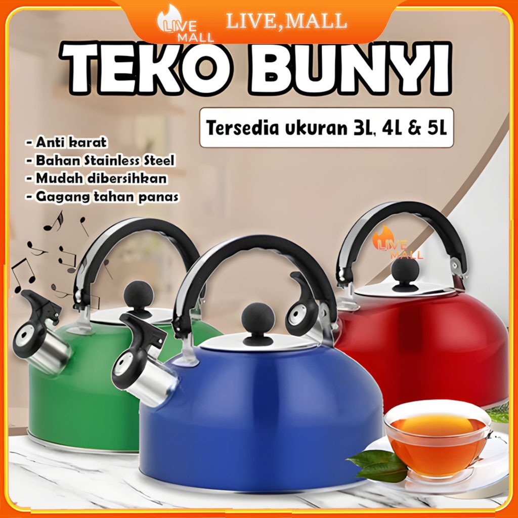 Jual Teko Bunyi Warna Whistling Kettle 5 Liter Stainless Steel - Teko Siul 5L | Shopee Indonesia