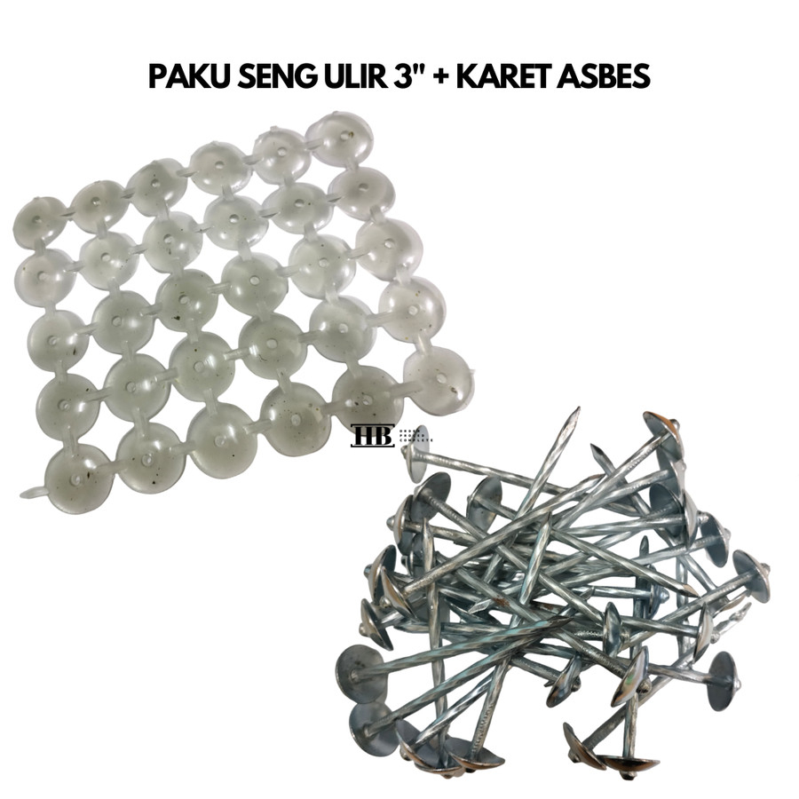 Jual Paket Per 30 Pcs Paku Seng Ulir 3" Inch 7.5cm MUMS + Karet Asbes ...