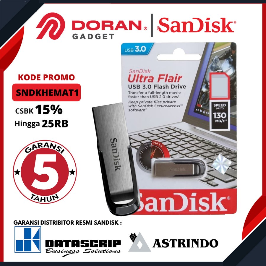 Jual SanDisk Flashdisk Ultra Flair CZ73 Sandisk 16GB | 32GB | 64GB ...