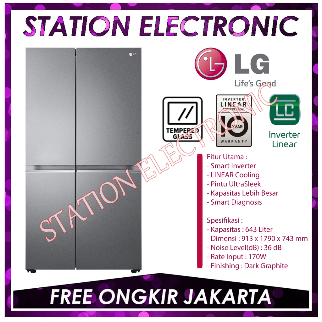 Jual KULKAS LG GCB257SQYL SIDE BY SIDE GC-B257SQYL 655L | Shopee Indonesia