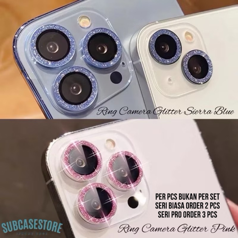 Jual [PER PCS] RING CAMERA GLITTER IPHONE 16 15 14 PLUS XR 11 12 13 14 ...