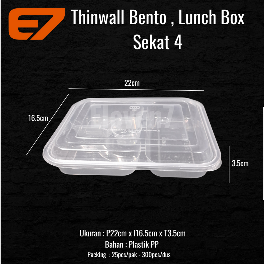 Jual Bento Box Sekat 4 - Mika Bento Thinwall Lunch Box (300pcs ...