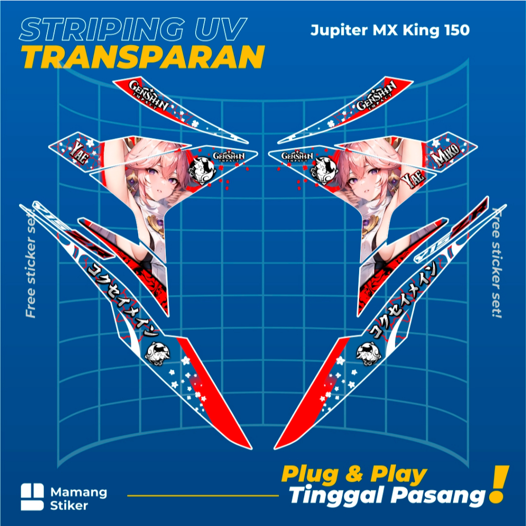 Jual STRIPING TRANSPARAN Mx King 150 Variasi Yae Miko Genshin (6) y15zr ...