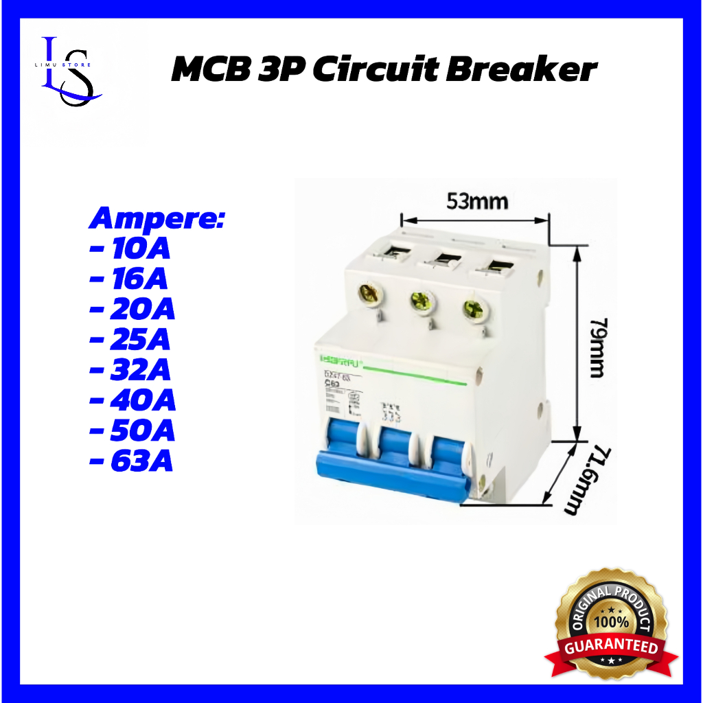 Jual MCB 3P Circuit Breaker 10A 16A 20A 25A 32A 40A 50A 63A | Shopee ...