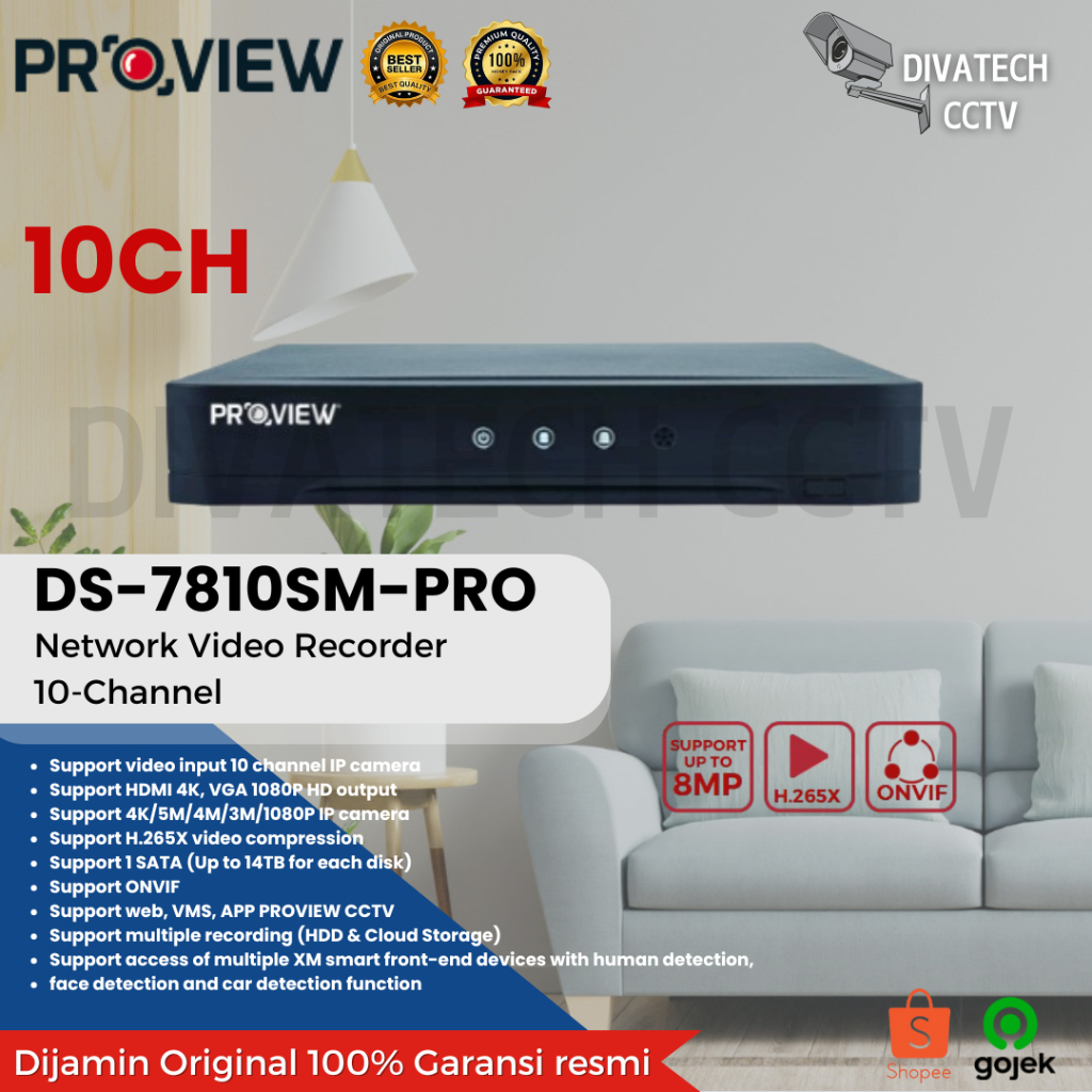 Jual NVR PROVIEW DS-7810SM-PRO Network Video Recorder 10-Channel ...