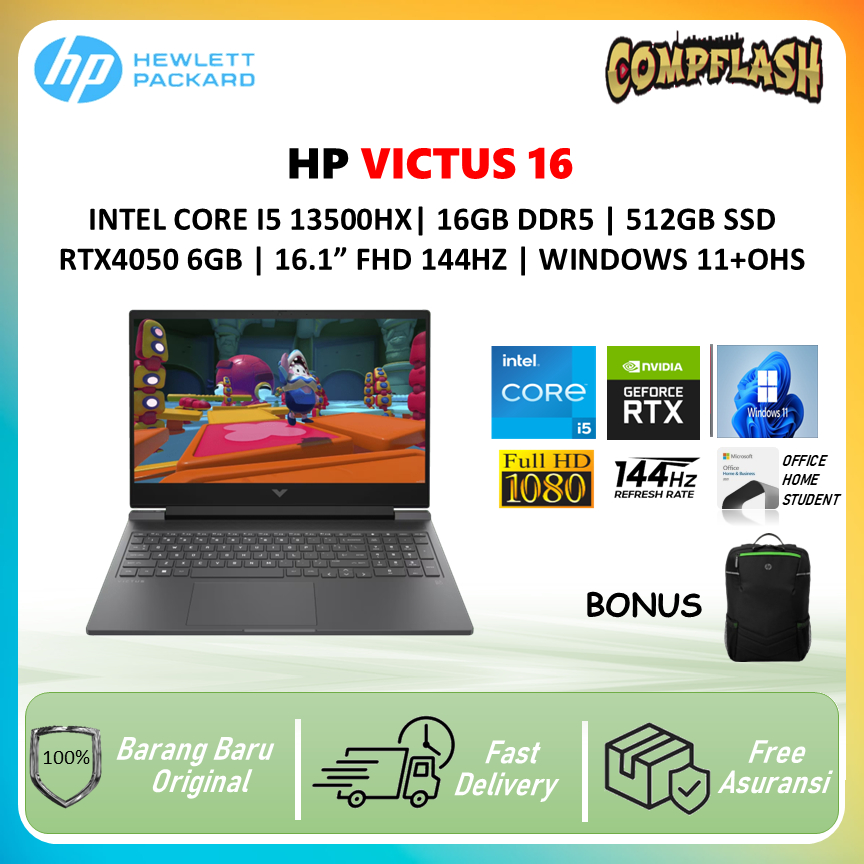 Jual HP VICTUS 16 R0889TX I5 13500HX RTX4050 6GB/ RAM 16GB 512GB SSD ...