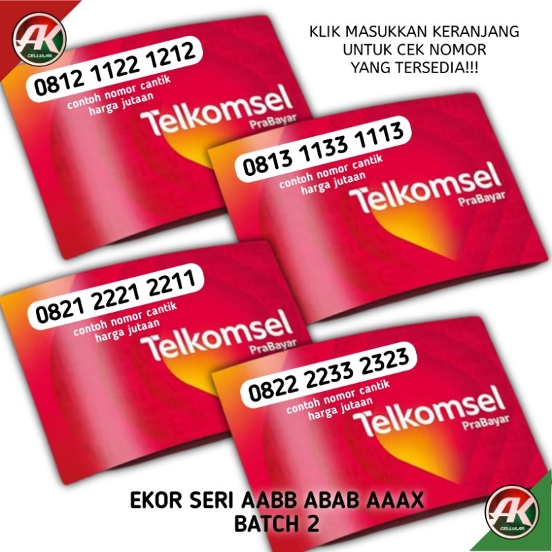 Jual Kartu Perdana Nomor Cantik Telkomsel Simpati As Loop Ekor Seri AABB ABAB AAAX Batch 2 ...