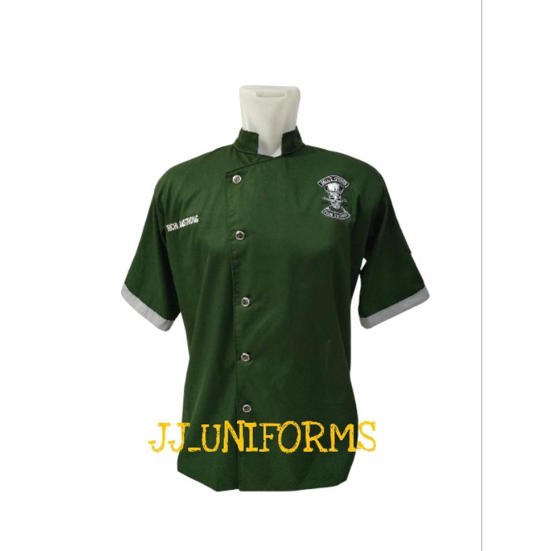 Jual Seragam Chef. Baju Koki. Seragam Waiters Hijau Army Kombinasi Abu ...
