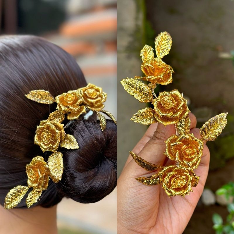 Jual SEMANGGI MAWAR GLITTER GOLD | Shopee Indonesia