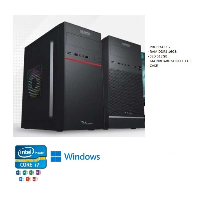 Jual CPU / Komputer / PC Rakitan Core i7 RAM 16GB 512SSD | Shopee Indonesia