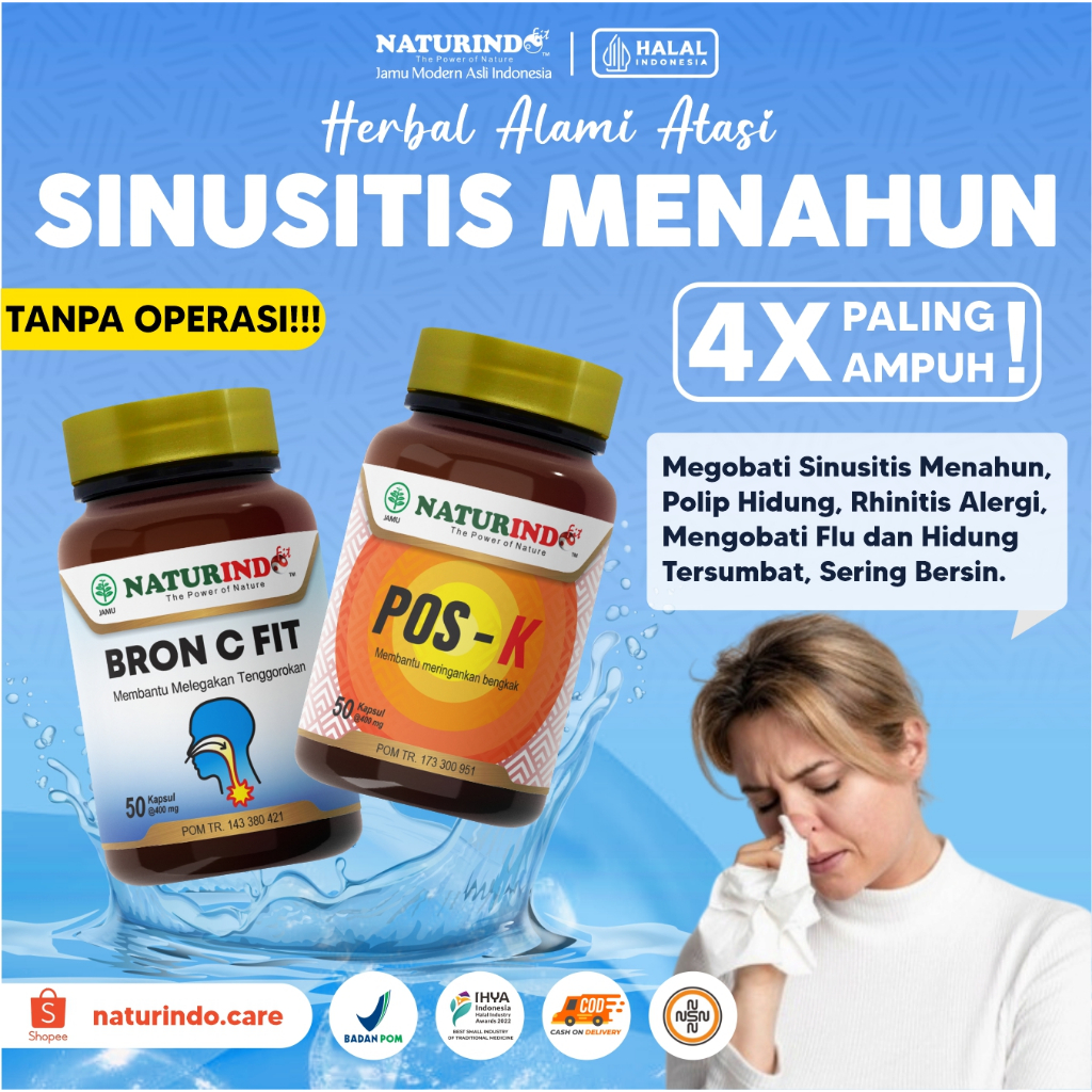 Jual Obat Sinusitis Sinus Kronis Rhinitis Alergi Polip Hidung Mampet Bersin Flu Menahun Bron C ...