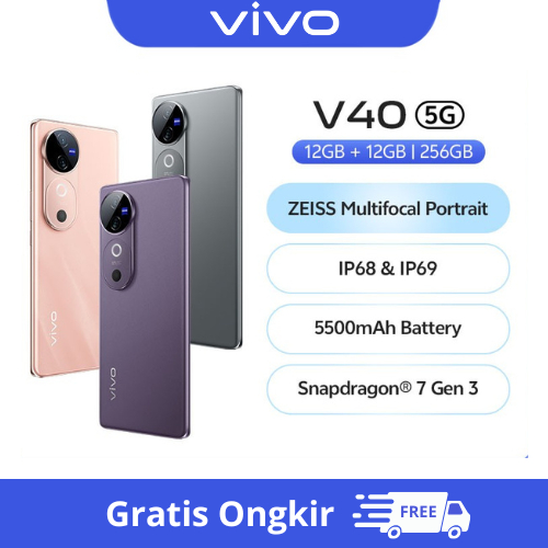 Jual vivo V40 5G (12/256) ZEISS Professional Potrait, 5500mAh Battery+80W Flashcharge | Shopee ...