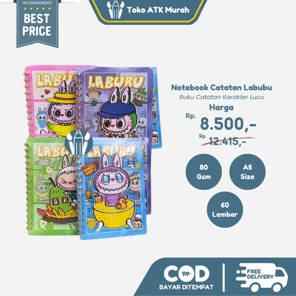 Jual Notebook Spiral Ring Ruled A5 Labubu Capibara Dino Chikawa Korean ...