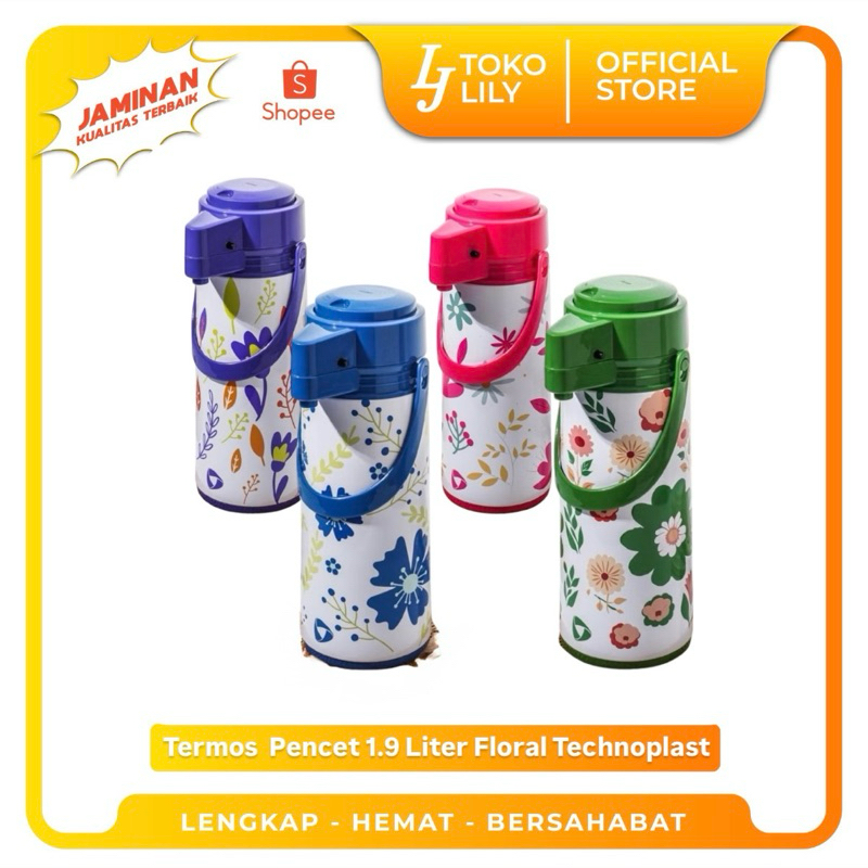Jual Termos Air Panas Pencet 1.9 Liter Floral Technoplast (Khusus Instant/Sameday) | Shopee ...