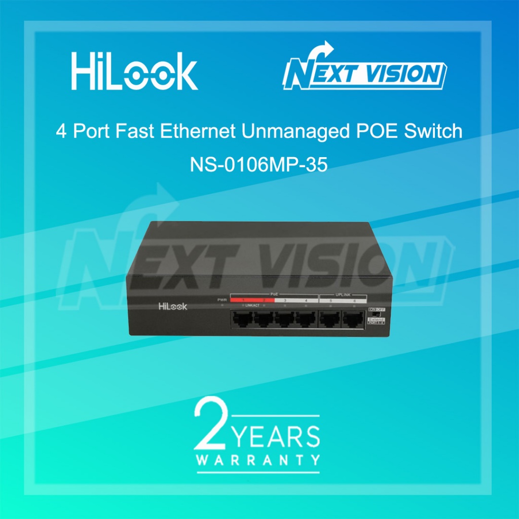 Jual NS-0106MP-35 - HILOOK 4 PORT FAST ETHERNET UNMANAGED POE SWITCH | Shopee Indonesia