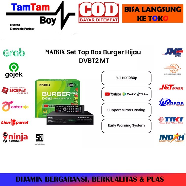 Jual Set Top Box TV Digital STB Matrix Apple Burger HD Hijau New DVB-T2 DVBT2 UHF EWS Siaran ...