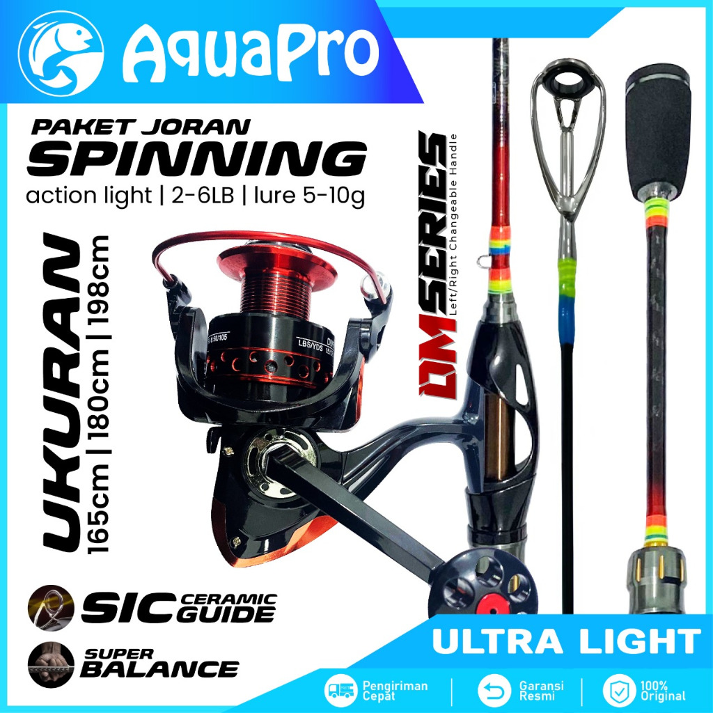 Jual 1 Set Joran Spinning Lure Action Light Tongkat Pancing Red Rainbow ...