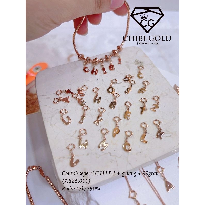 Jual CHIBI GOLD JAWELLERY - Liontin huruf A-Z 750 kadar 17K - chibi ...