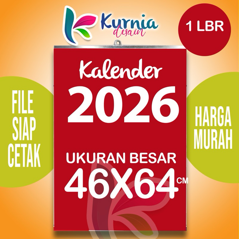 Jual Kalender 2026 Big Size 46x64 cm 1 Lbr Klepseng | Shopee Indonesia