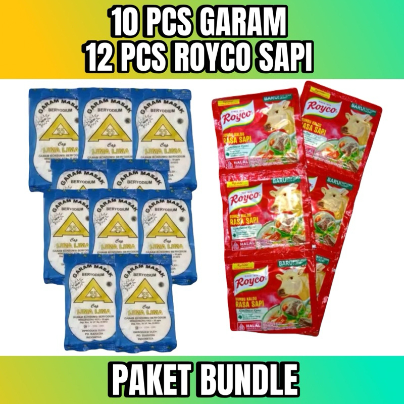 Jual Paket Bundle 10 Bungkus Garam 100gr + 12 Sachet Royco Sapi 8gr ...