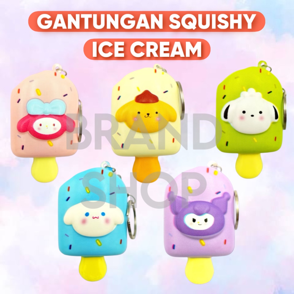 Jual Gantungan Kunci Squishy Ice Cream Keychain Lucu Cinnamoroll Kuromi ...