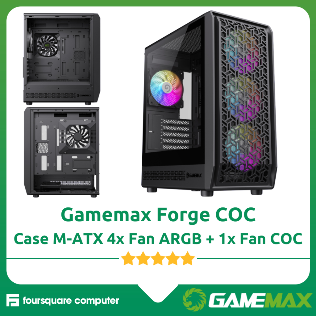 Jual Gamemax Forge COC + 4x ARGB Fan Gaming PC Case Computer M-ATX ...