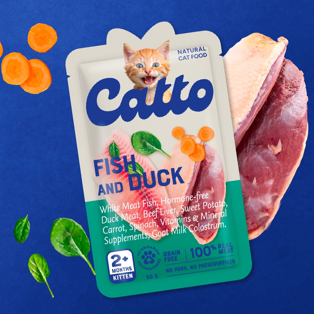 Jual Catto Cat Food Fish and Duck (Kitten) | Shopee Indonesia