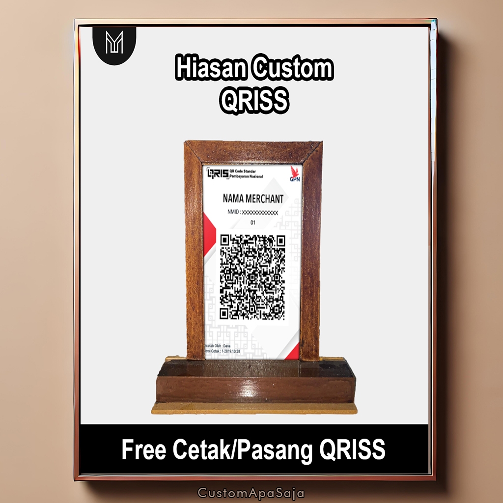 Jual Cetak QRIS + Stand Kayu A5 – Premium, Kokoh, dan Estetik | Shopee ...