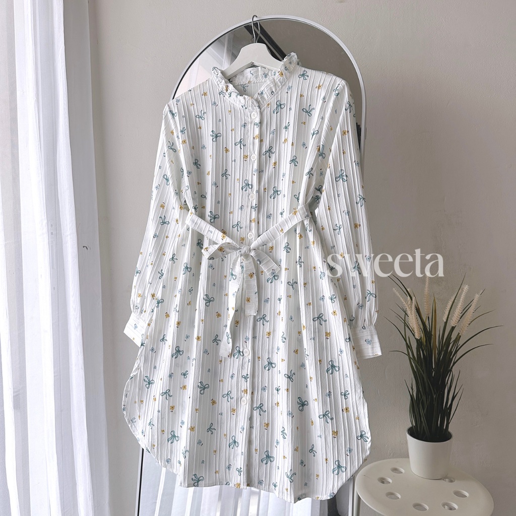 Jual SWEETA | Tunik Kancing Ikat Motif Flower | LD 110 cm | Lavanda ...