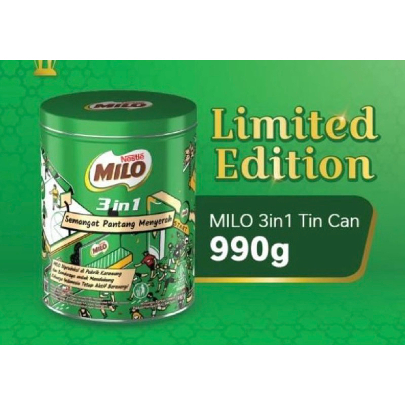 Jual MILO 3in1 990gr TIN LIMITED EDITION | Shopee Indonesia